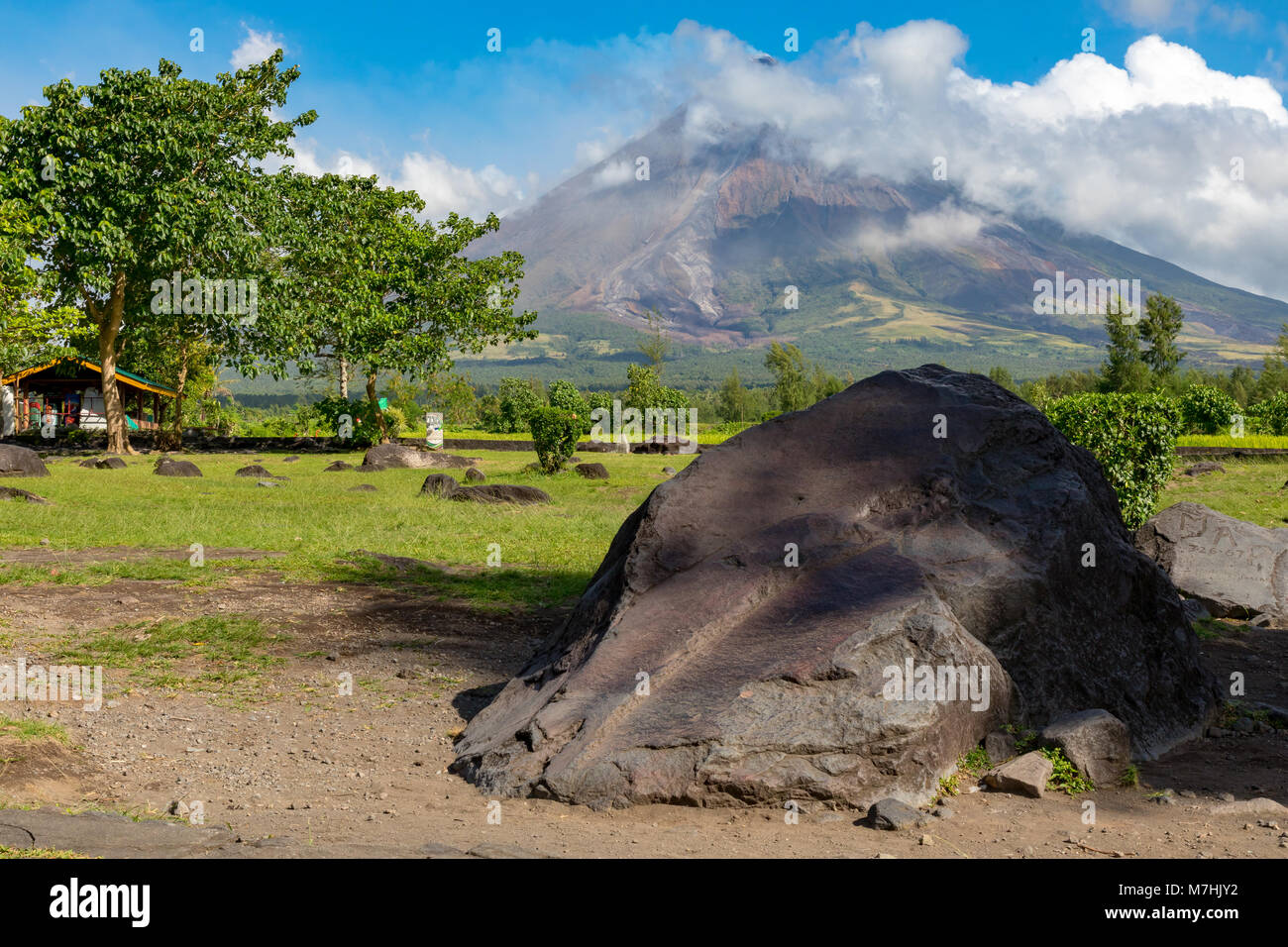 Mount Mayon Albay Philippines March 07, 2018 The Mayon Volcano, during ...