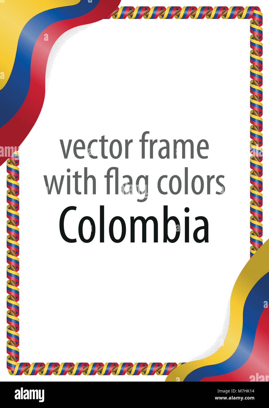 Frame and border of ribbon with the colors of the Colombia flag Stock ...