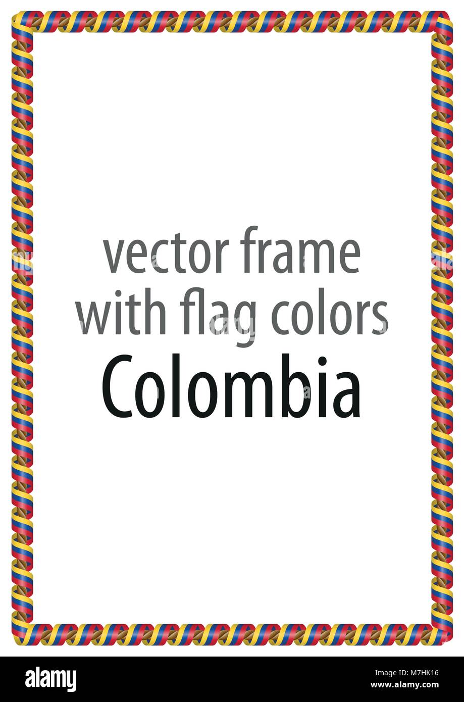 Frame and border of ribbon with the colors of the Colombia flag Stock ...
