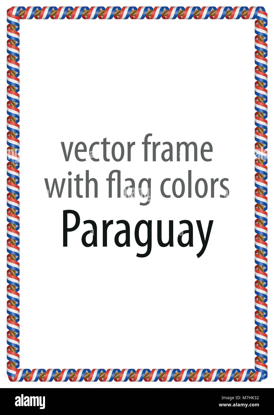 Frame and border of ribbon with the colors of the Paraguay flag Stock ...