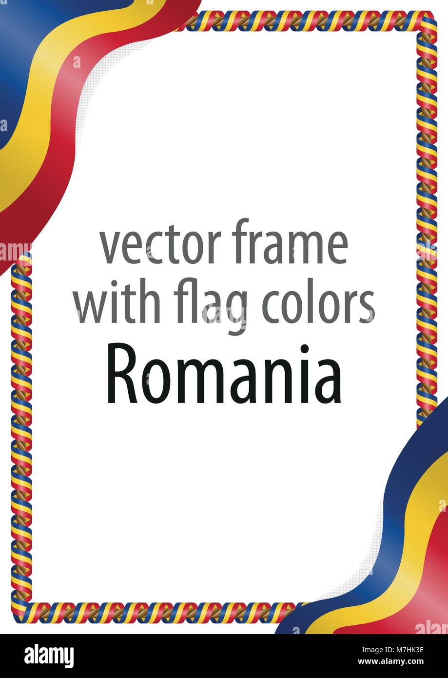 Frame and border of ribbon with the colors of the Romania flag Stock ...