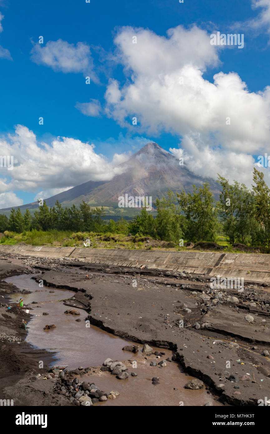 Mount Mayon Albay Philippines March 07, 2018 Dredging sand from the ...