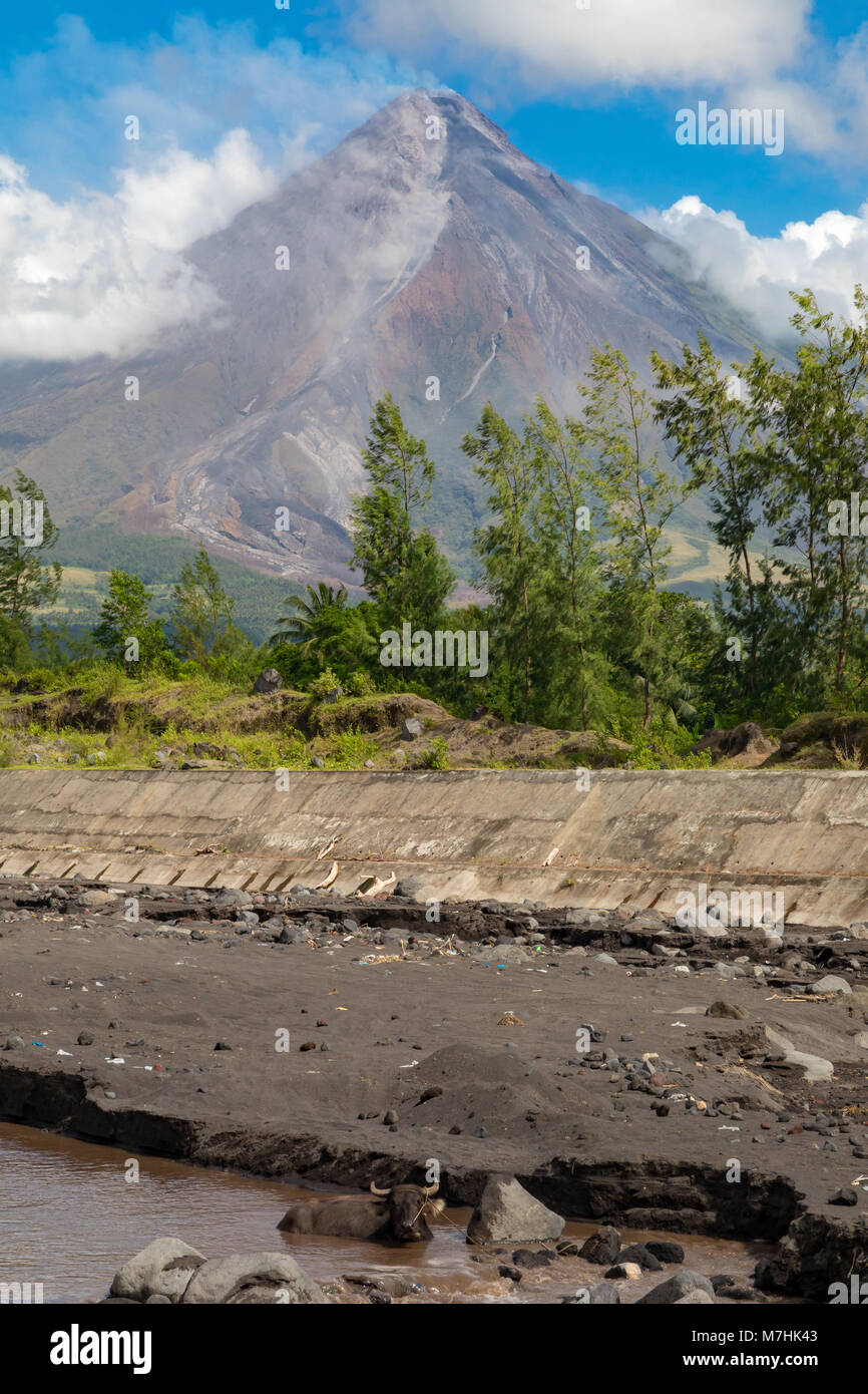 Mount Mayon Albay Philippines March 07, 2018 Dredging sand from the ...