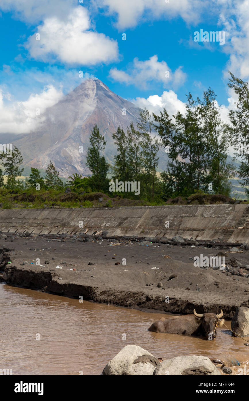 Mount Mayon Albay Philippines March 07, 2018 Dredging sand from the ...