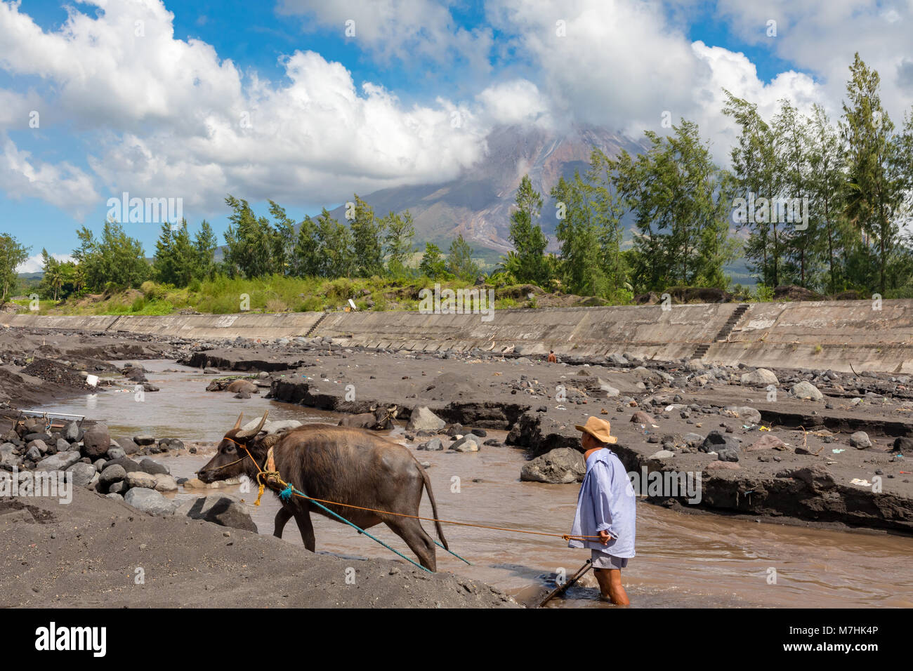 Mount Mayon Albay Philippines March 07, 2018 Dredging sand from the ...