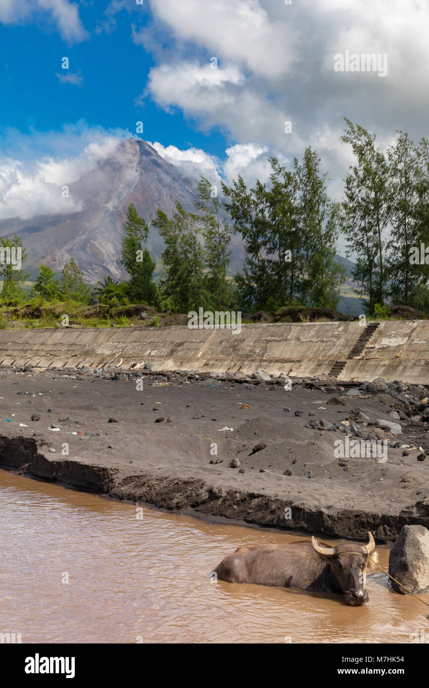 Mount Mayon Albay Philippines March 07, 2018 Dredging sand from the ...