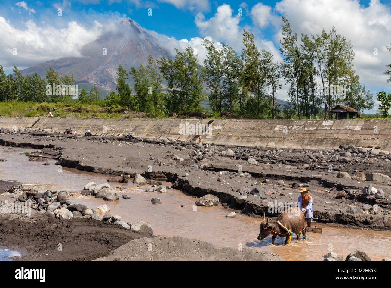 Mount Mayon Albay Philippines March 07, 2018 Dredging sand from the ...
