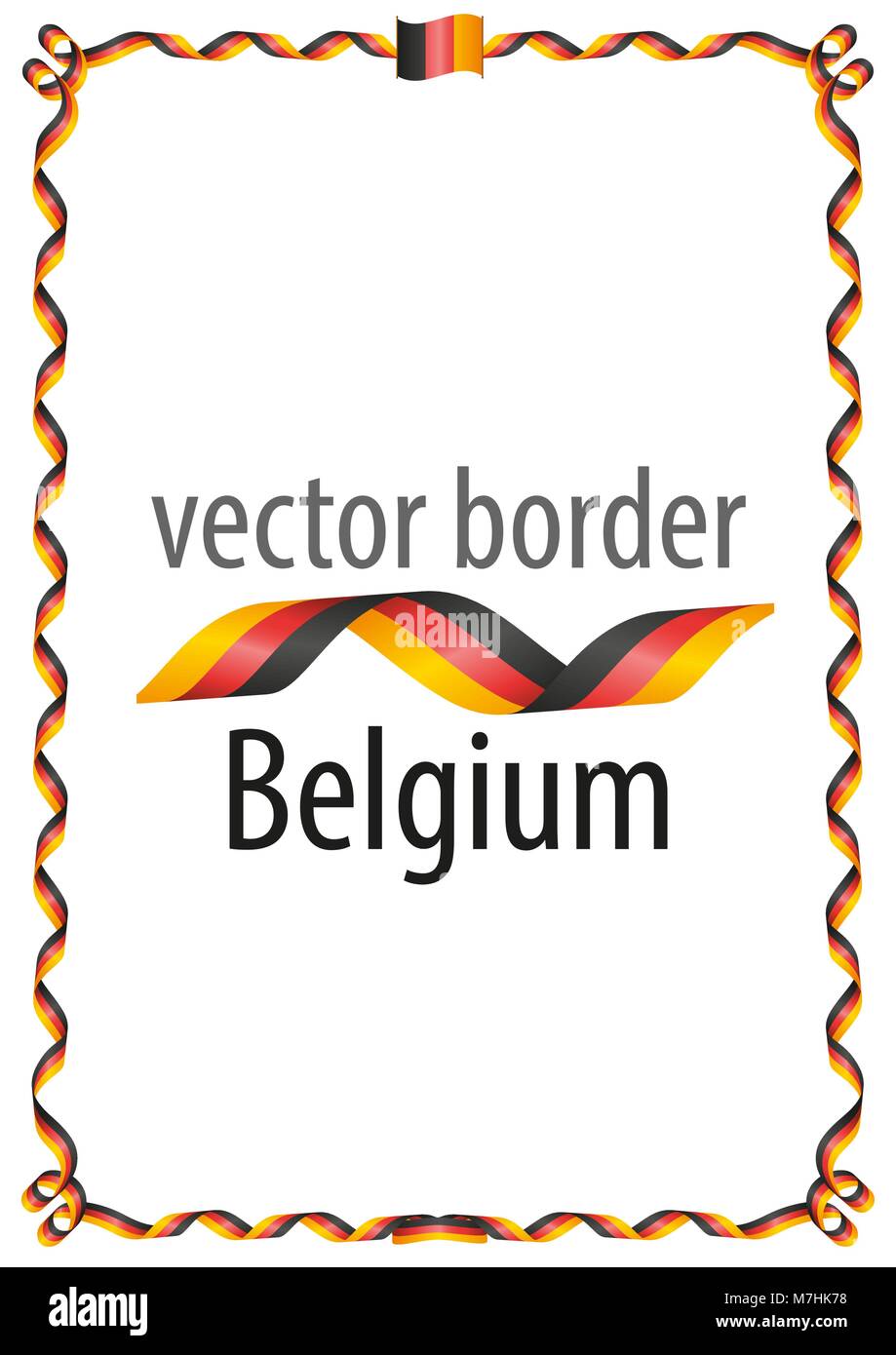 Frame and border of ribbon with the colors of the Belgium flag Stock ...