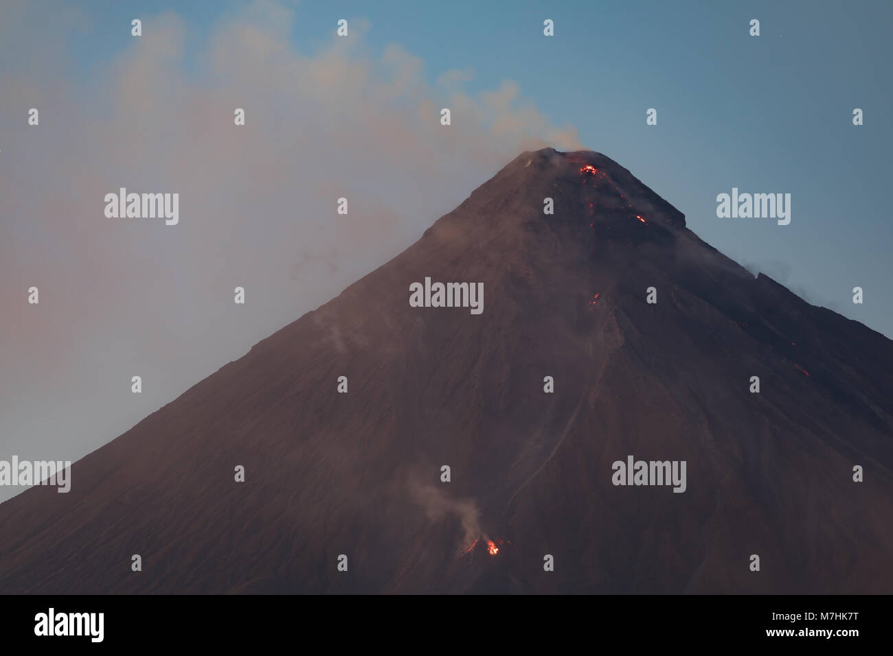 Mount Mayon Albay Philippines March 07, 2018 Lava flows from the Mayon ...