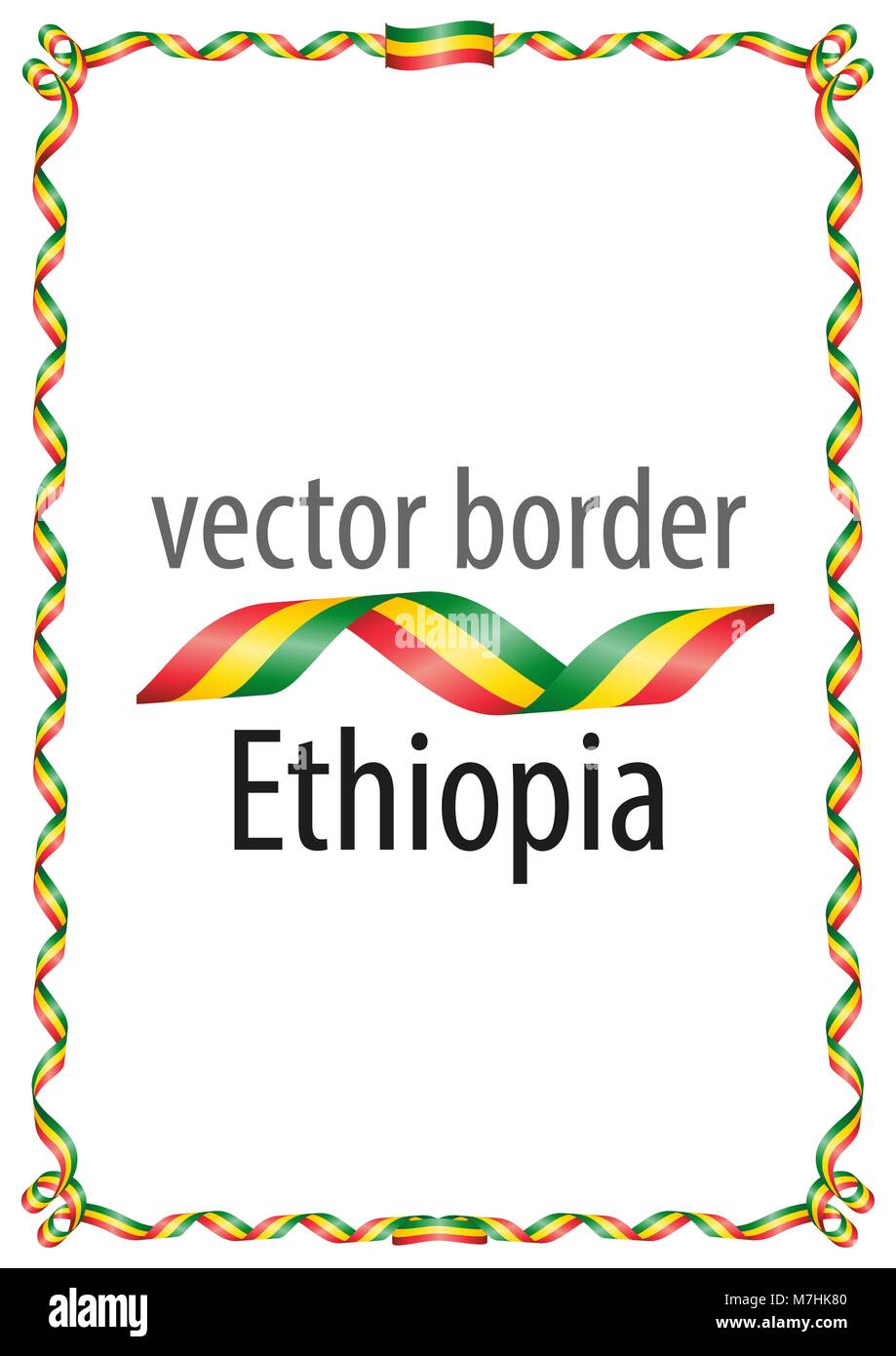 Frame and border of ribbon with the colors of the Ethiopia flag Stock ...