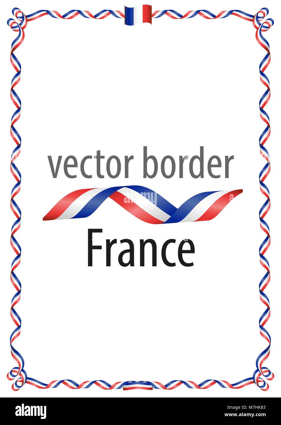 Frame and border of ribbon with the colors of the France flag Stock ...