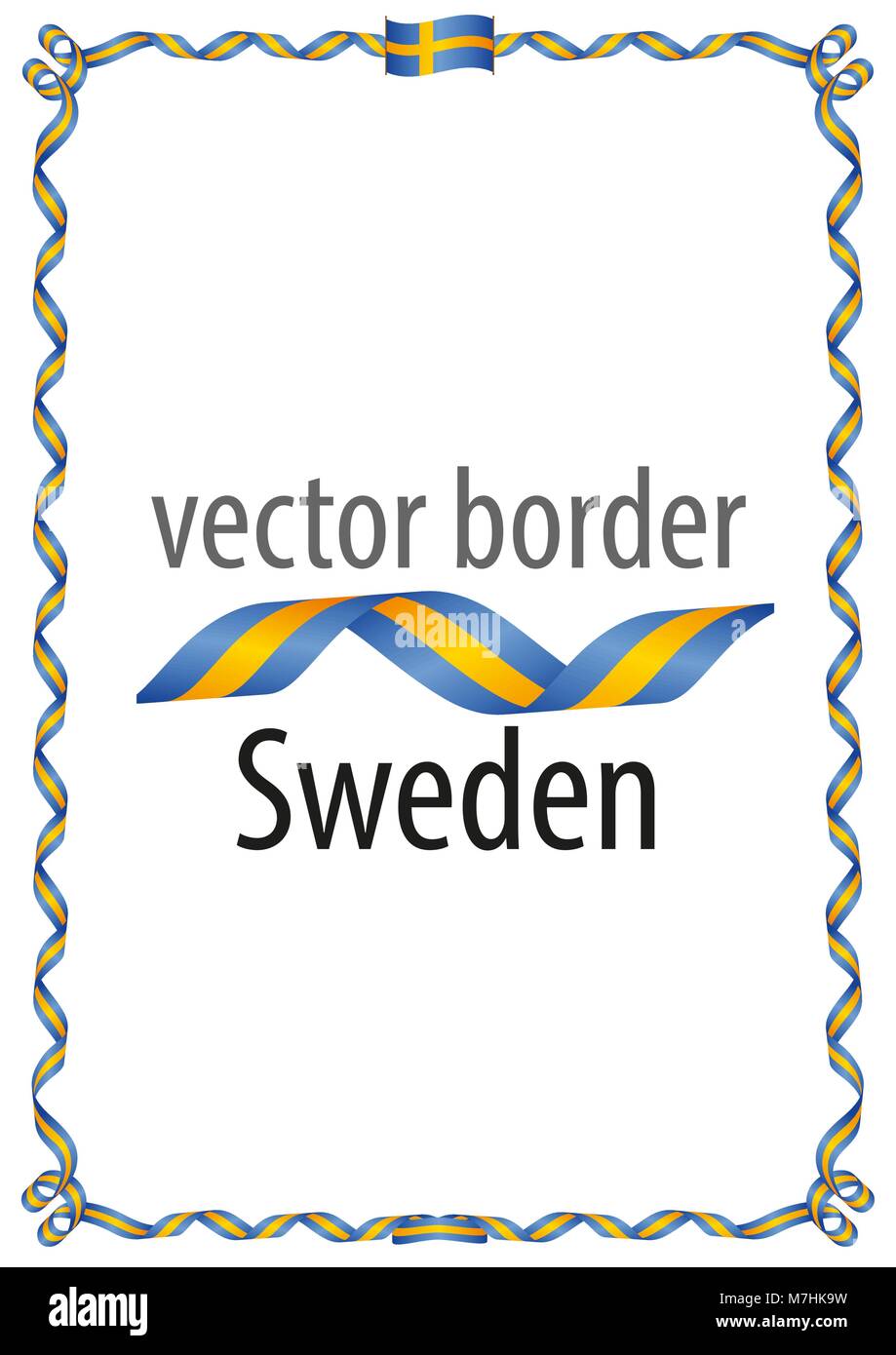 Frame and border of ribbon with the colors of the Sweden flag Stock ...