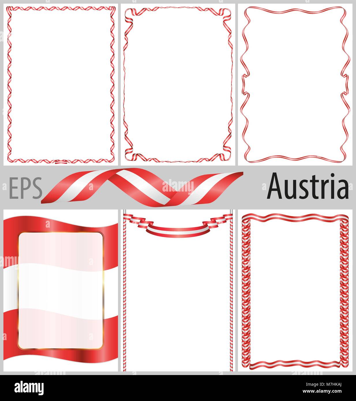 Set of 6 frames and borders with coloring Austria flag Stock Vector ...