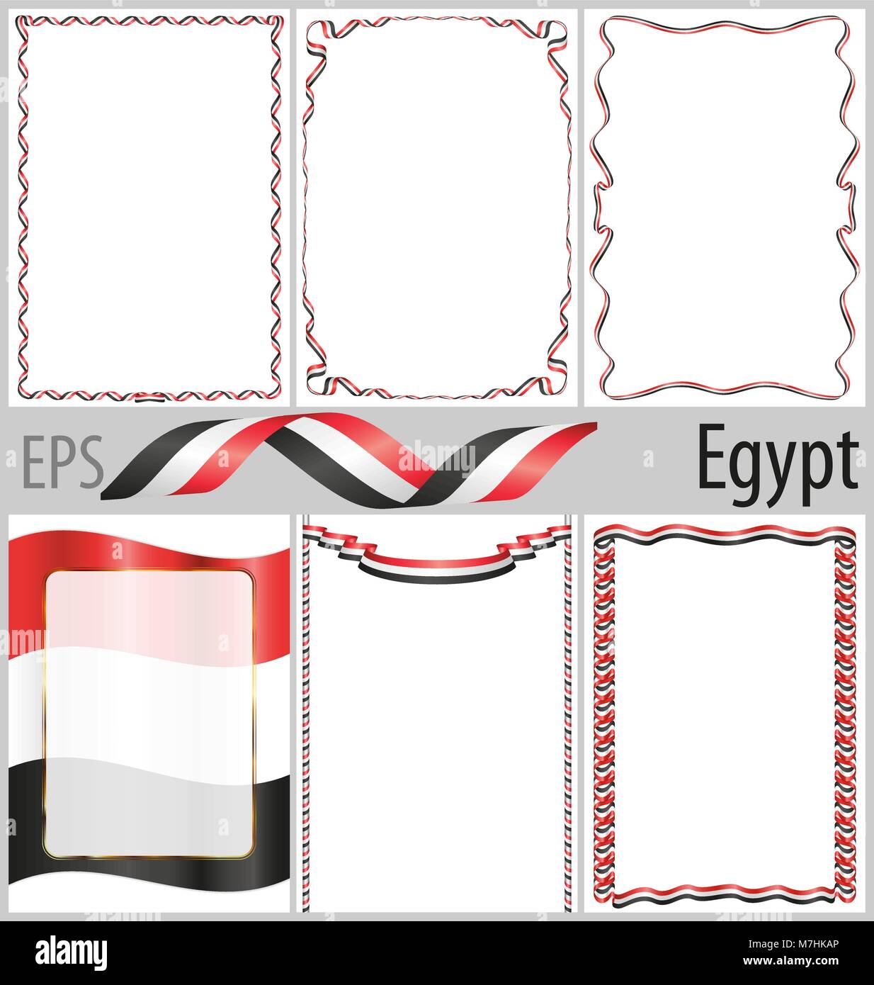 Set of 6 frames and borders with coloring Egypt flag Stock Vector Image ...