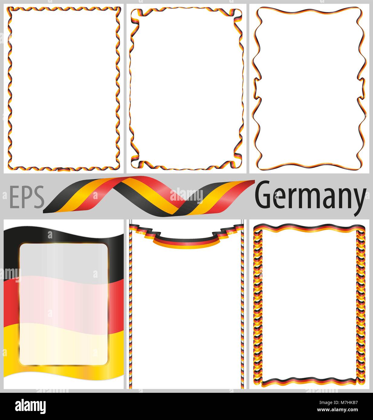 Set of 6 frames and borders with coloring Germany flag Stock Vector ...