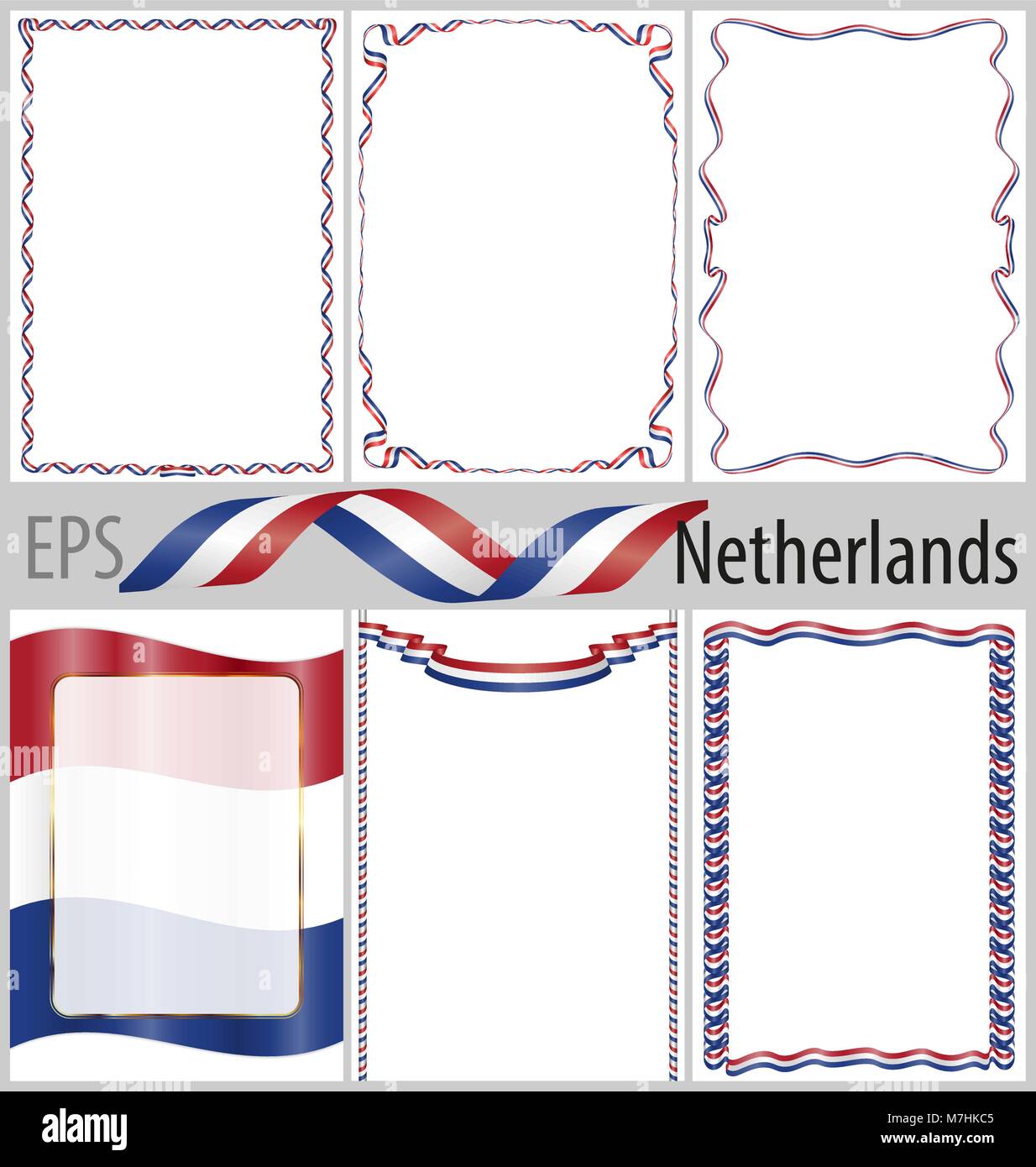 Set of 6 frames and borders with coloring Netherlands flag Stock Vector ...