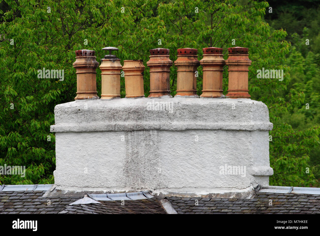 chimney at the thatched house Stock Photo - Alamy