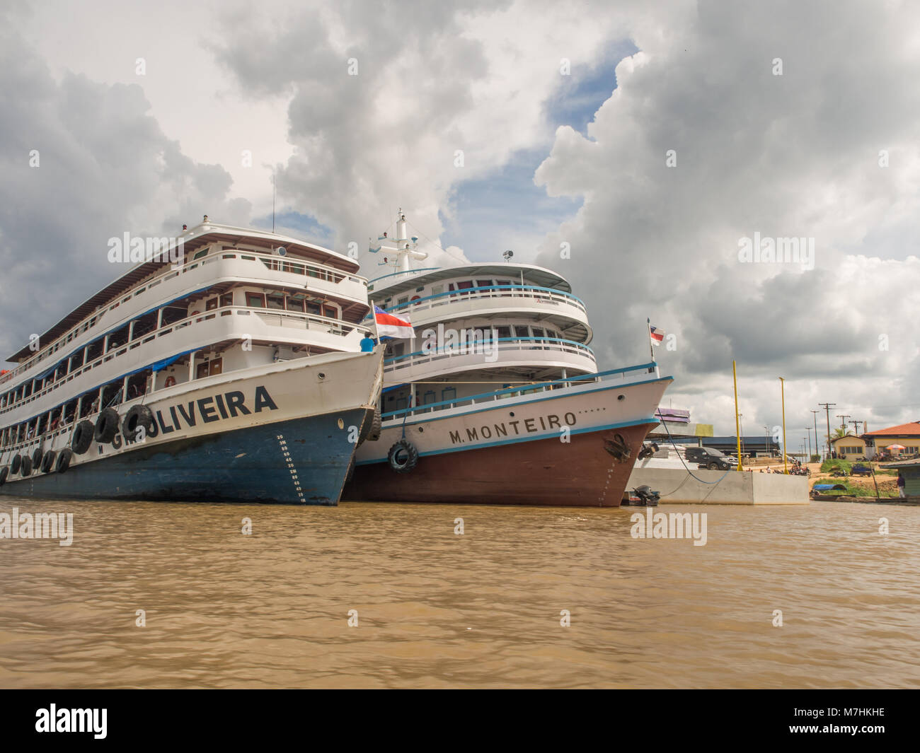 Benjamin, Brazil - Dec 09, 2017: Big, passenger boats in the Amazon ...