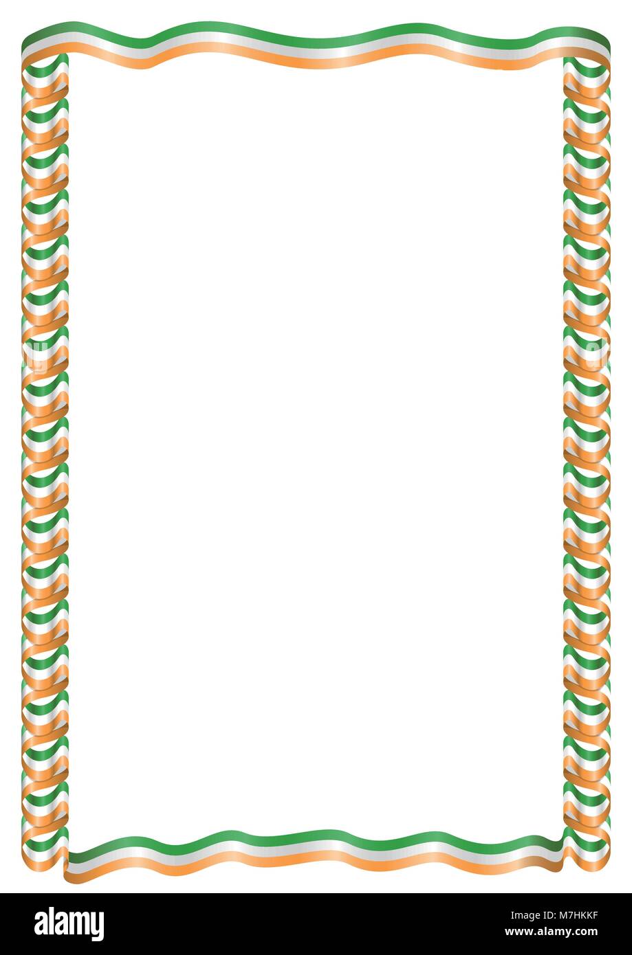 Frame and border of ribbon with the colors of the Ireland flag Stock ...