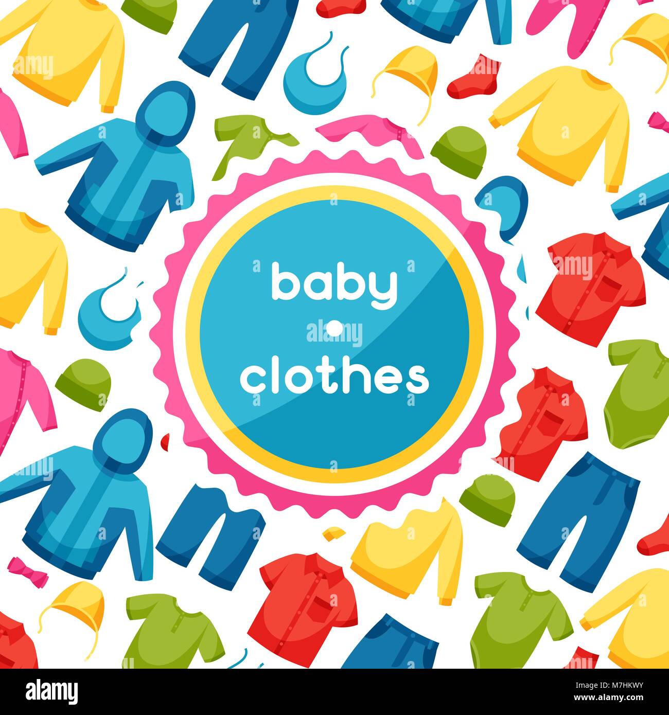 Baby clothes. Background with clothing items for newborns and children ...