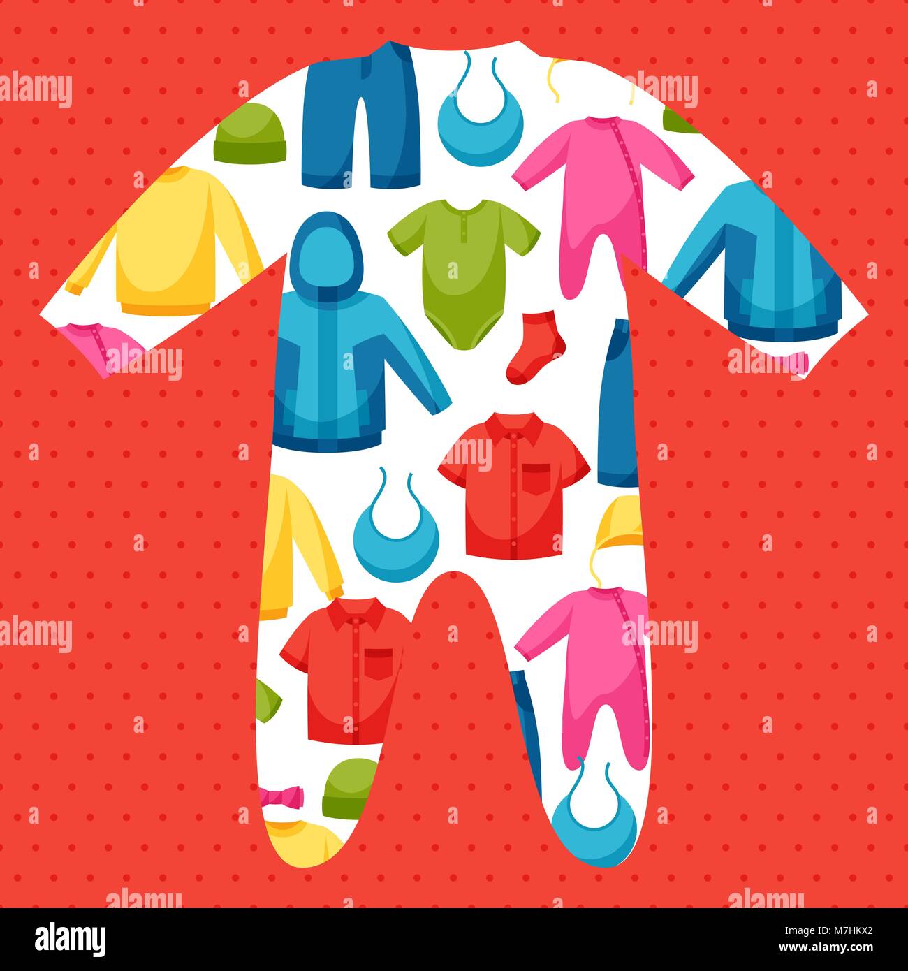 Baby clothes. Background with clothing items for newborns and children ...