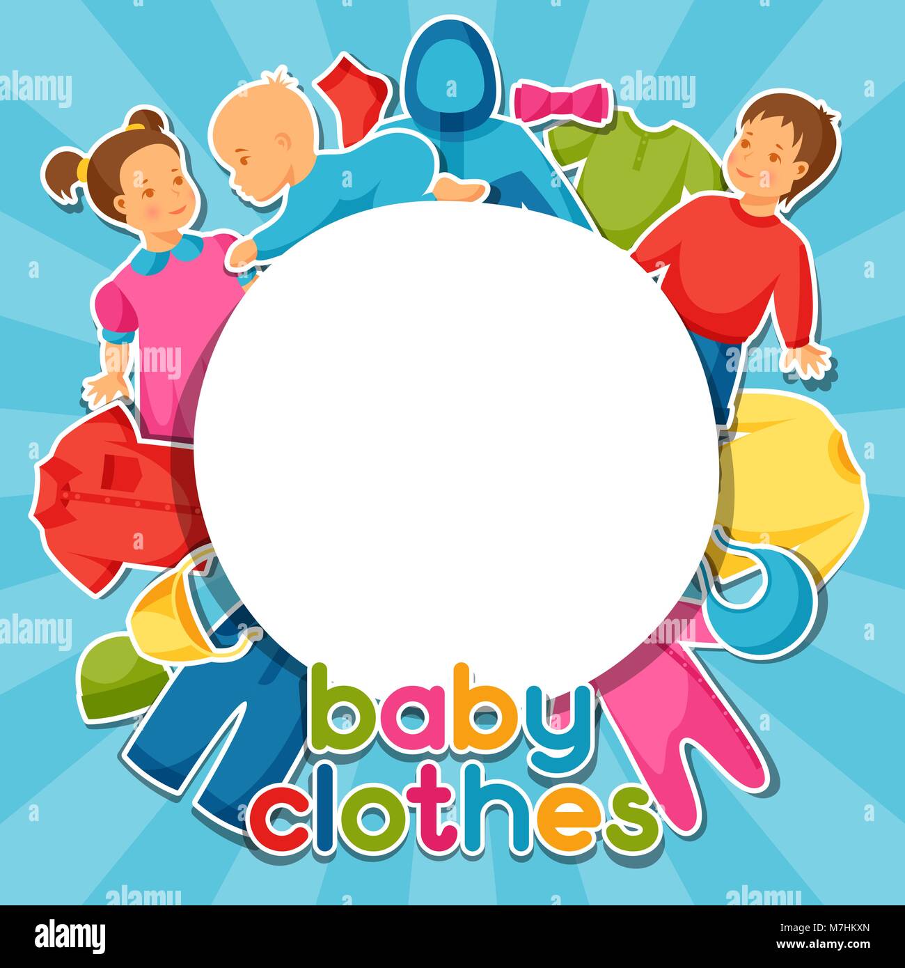 Baby clothes. Background with clothing items for newborns and children ...