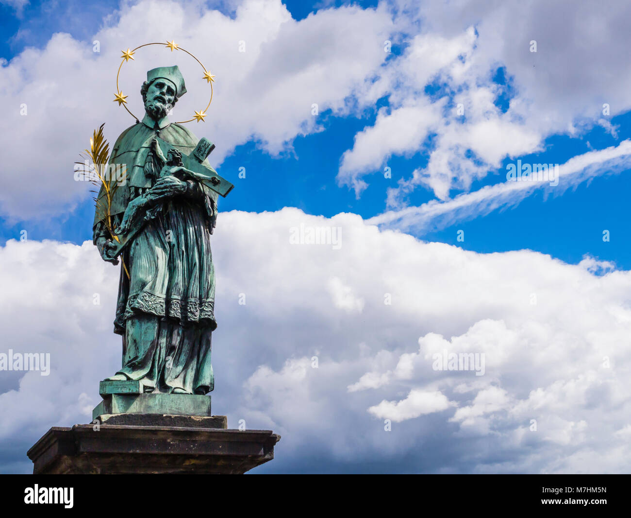Bronze statue of Saint John of Nepomuk, Charles Bridge, Prague, Czech ...