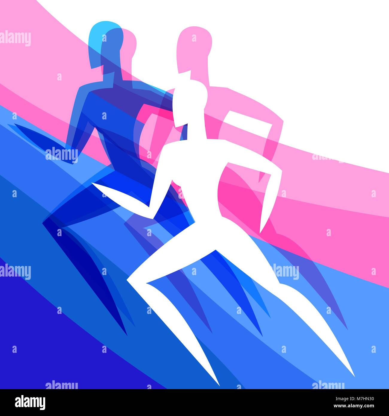 Background with abstract stylized running women. Sport concept for ...