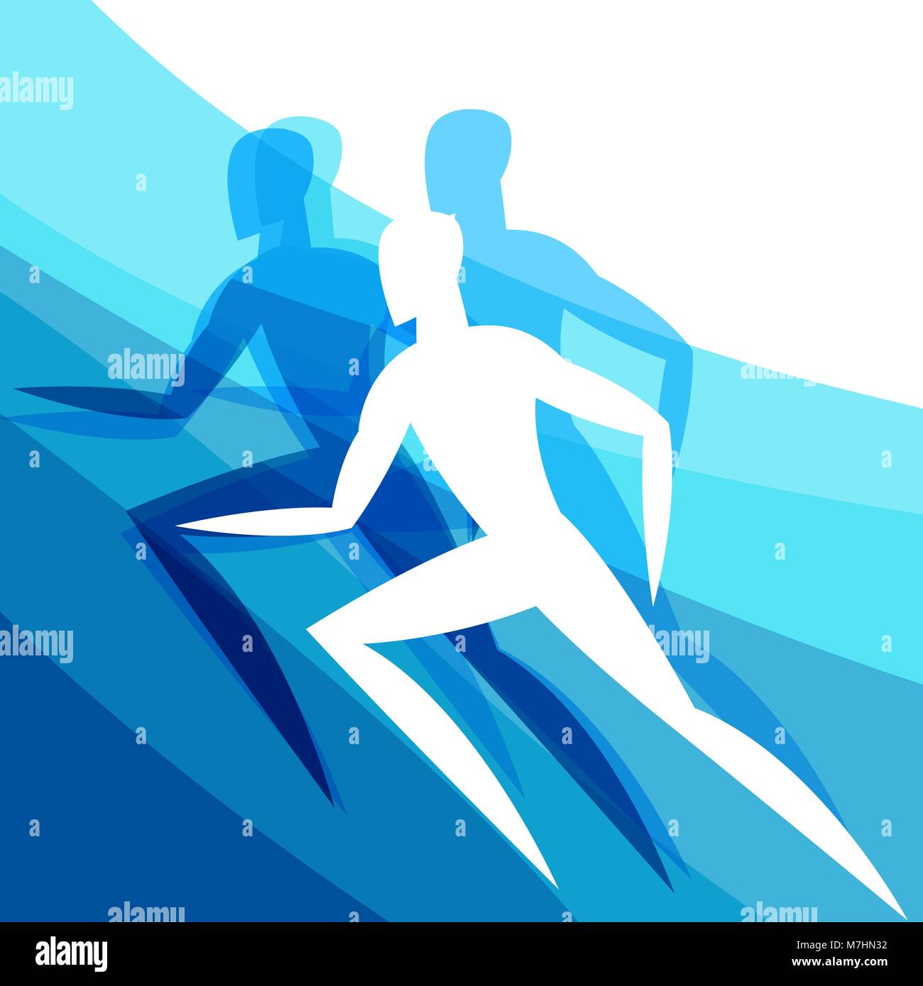Background with abstract stylized running men. Sport concept for ...