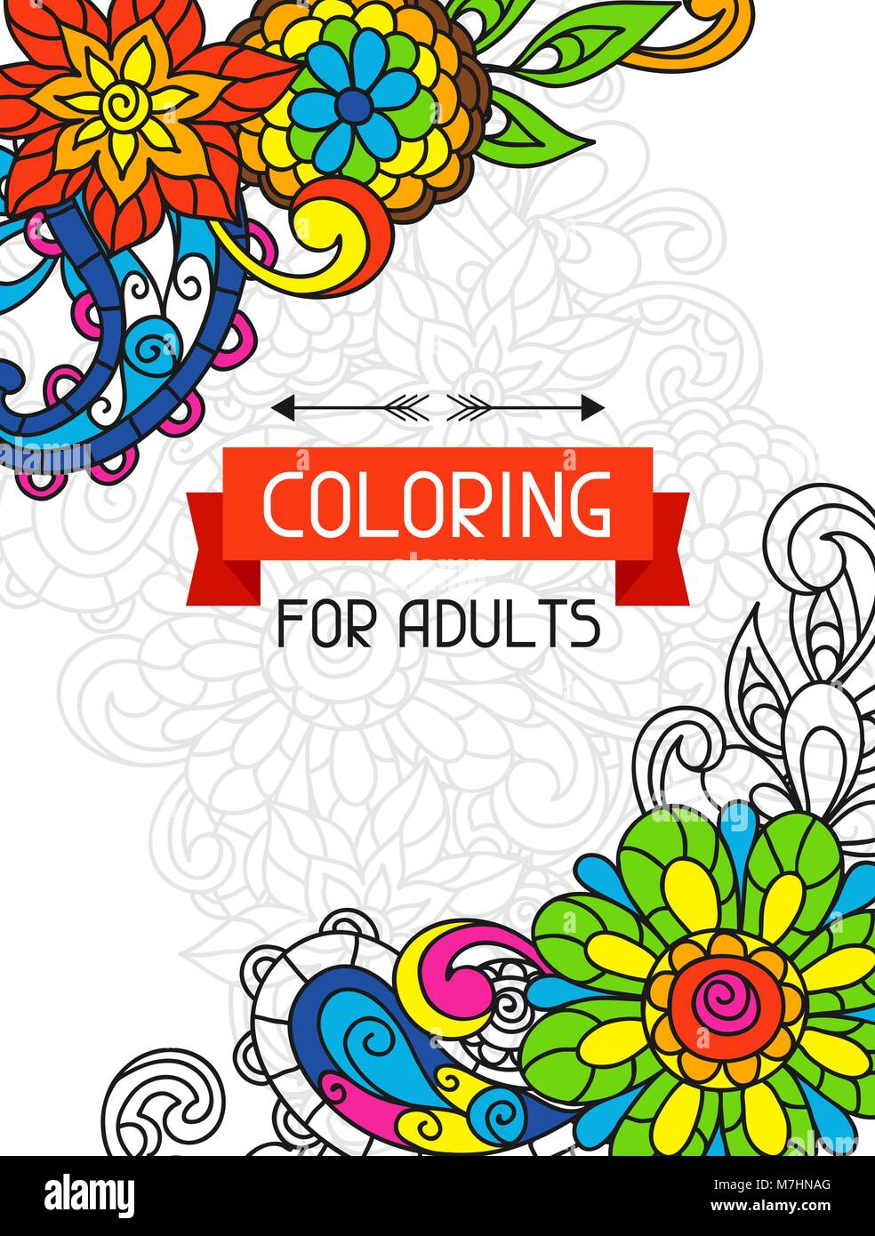 Adult coloring book design for cover. Illustration of trend item to ...