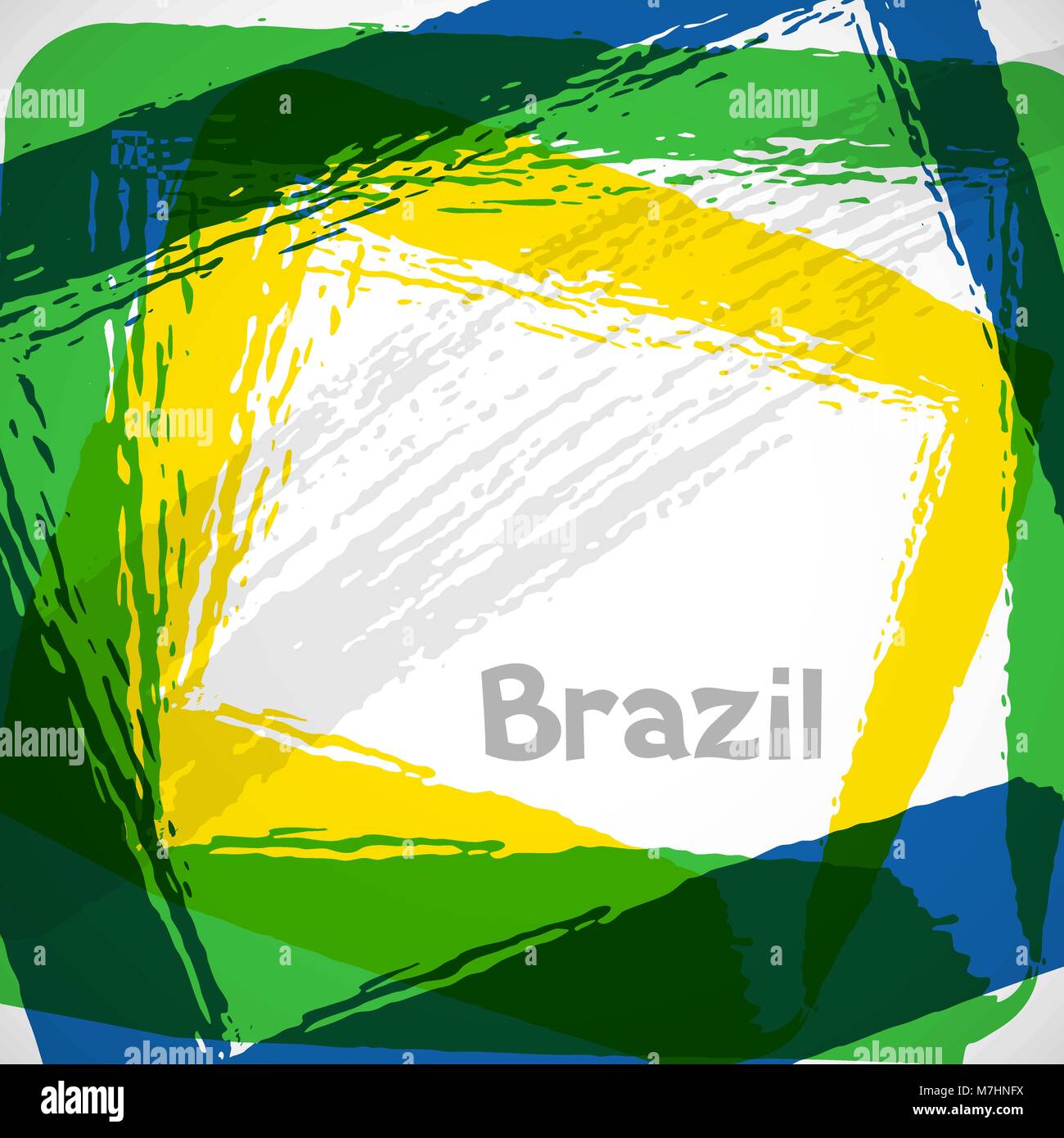 Brazil abstract background with grunge paint strokes in color of flag ...