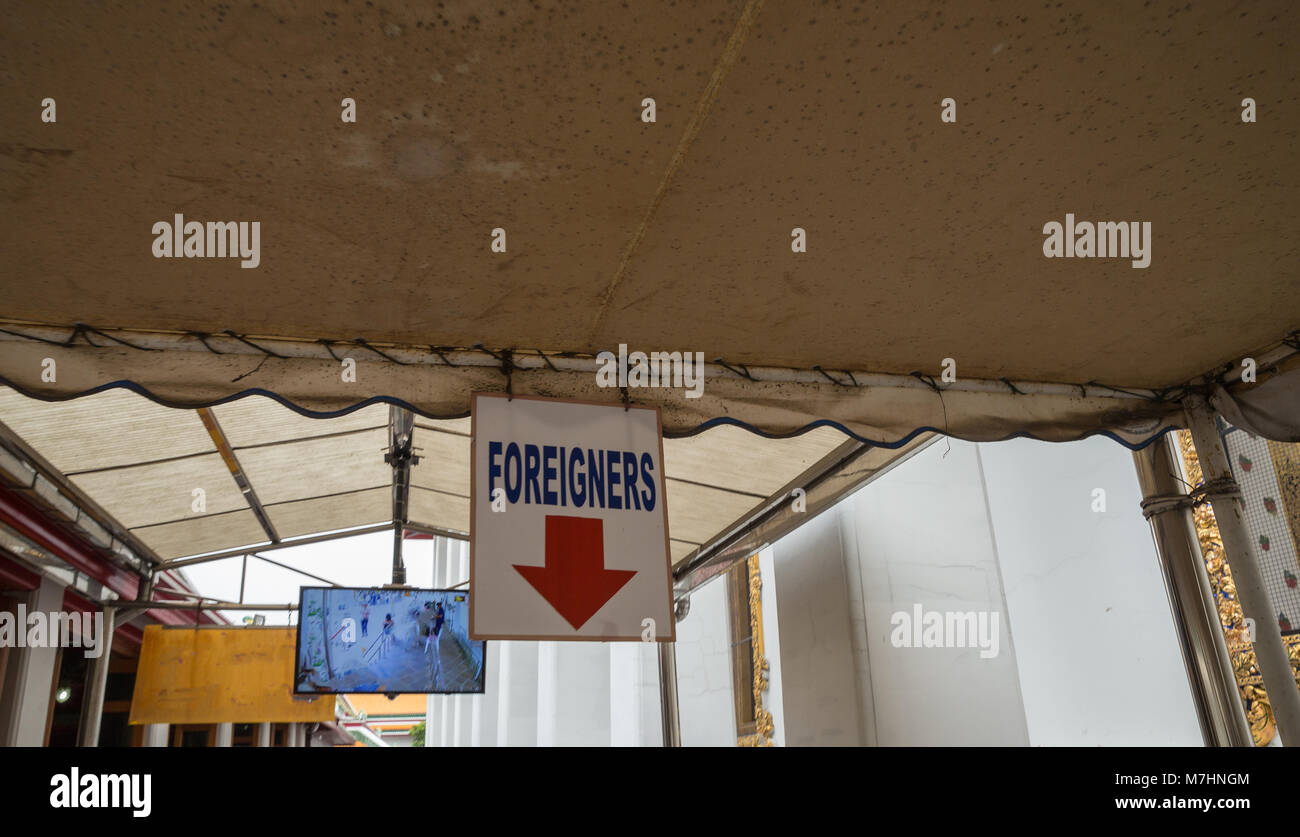 Foreigner sign in Bangkok Thailand Stock Photo - Alamy