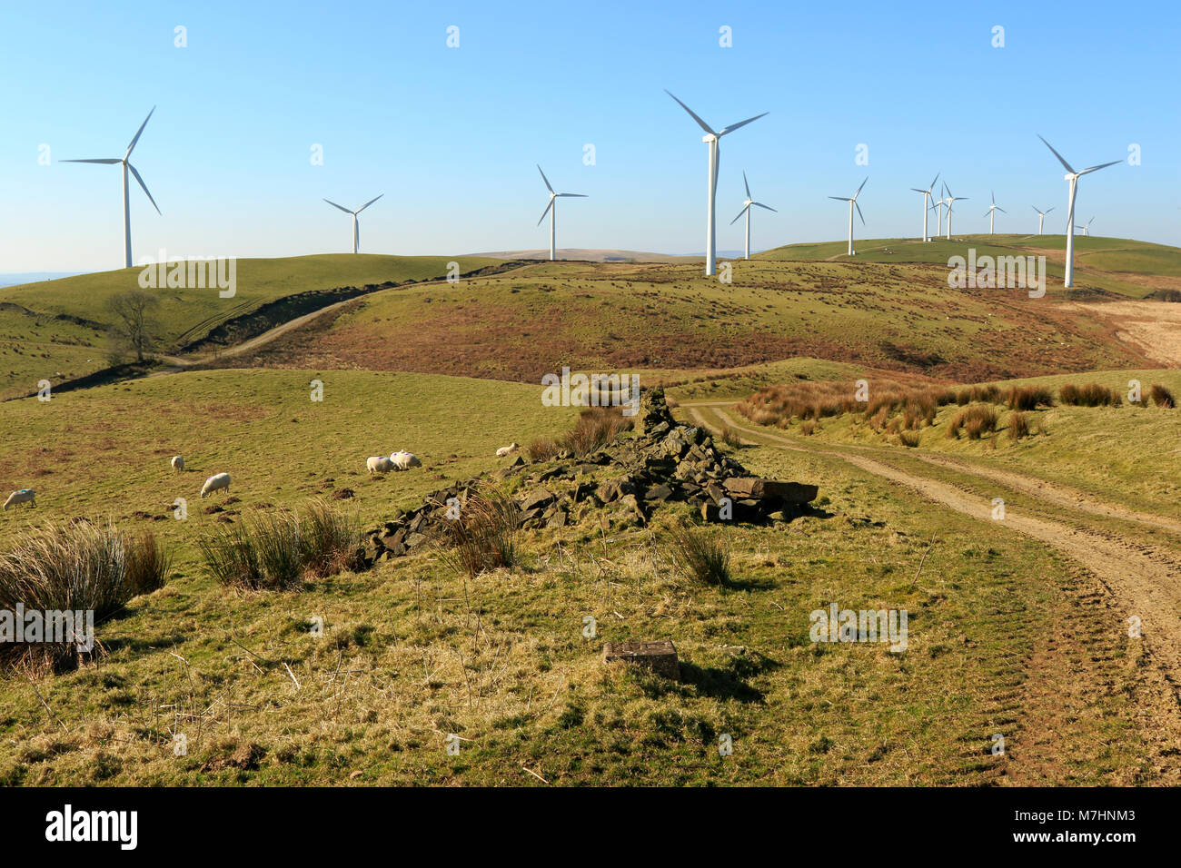 Wind Turbines at Mynydd Portref Wind Farm, Gilfach Goch near Bridgend ...
