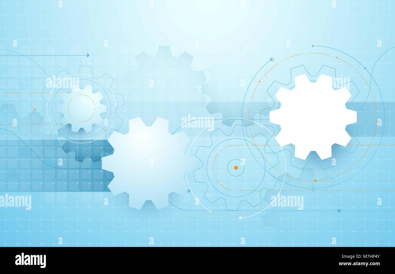 Abstract gear wheel, geometric lines in blue background Stock Vector ...