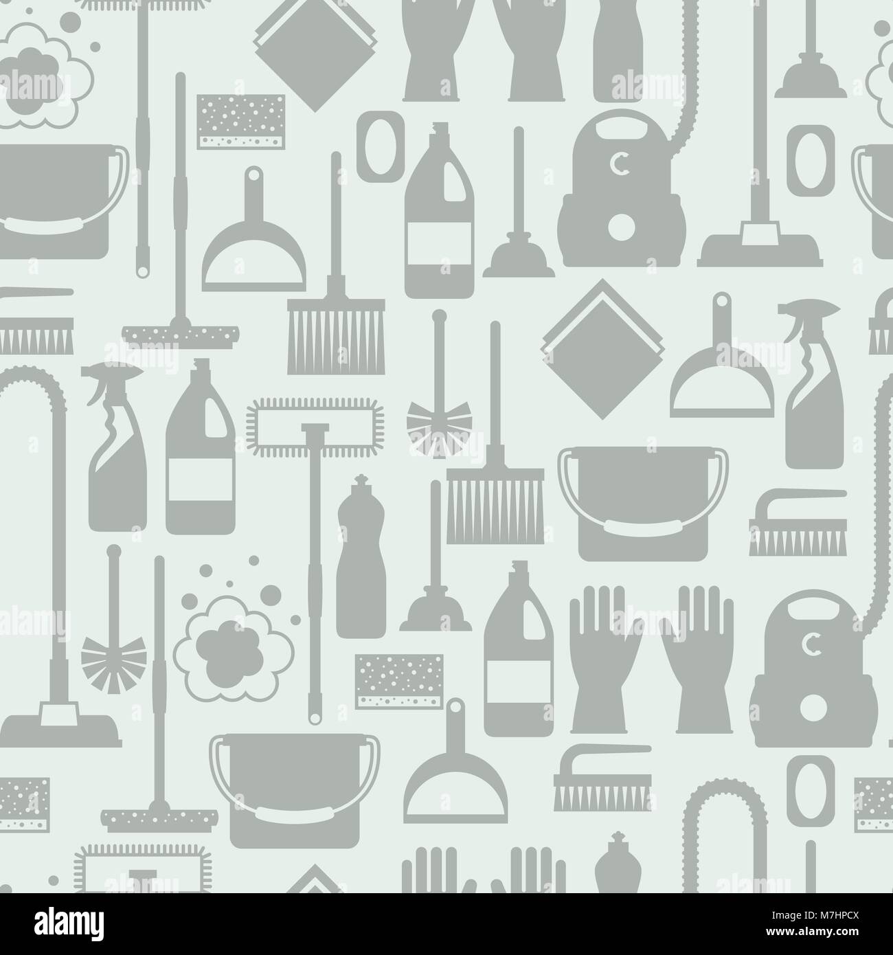 Housekeeping lifestyle seamless pattern with cleaning icons. Background ...