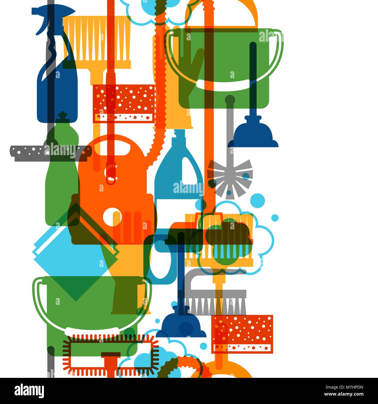 Housekeeping lifestyle seamless pattern with cleaning icons. Background ...