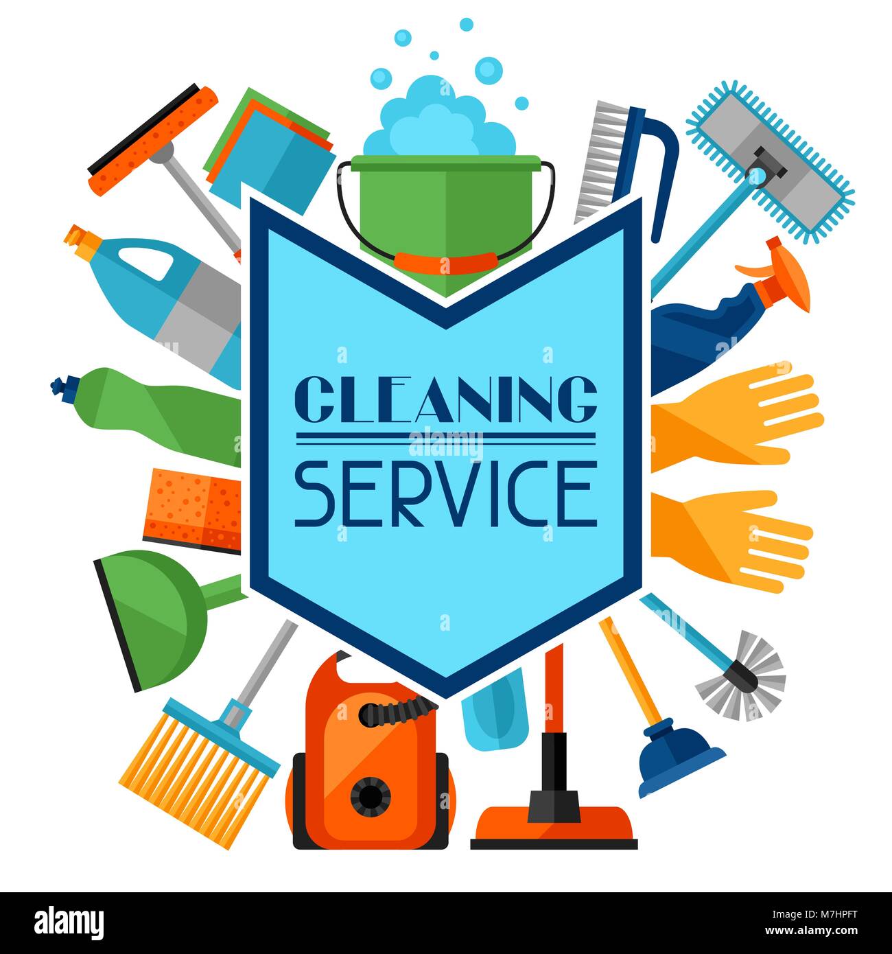 Housekeeping background with cleaning icons. Image can be used on ...