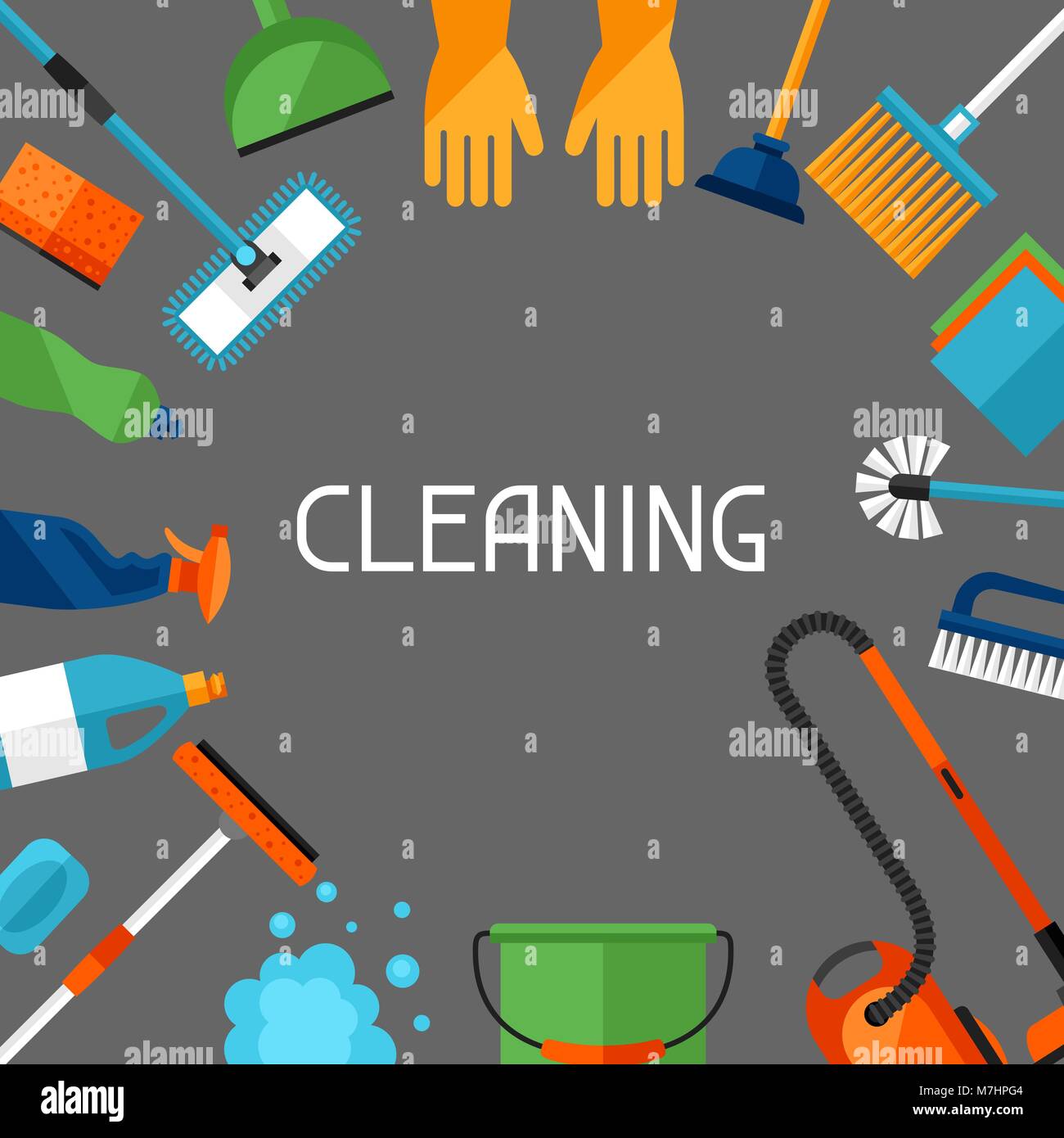 Housekeeping background with cleaning icons. Image can be used on ...