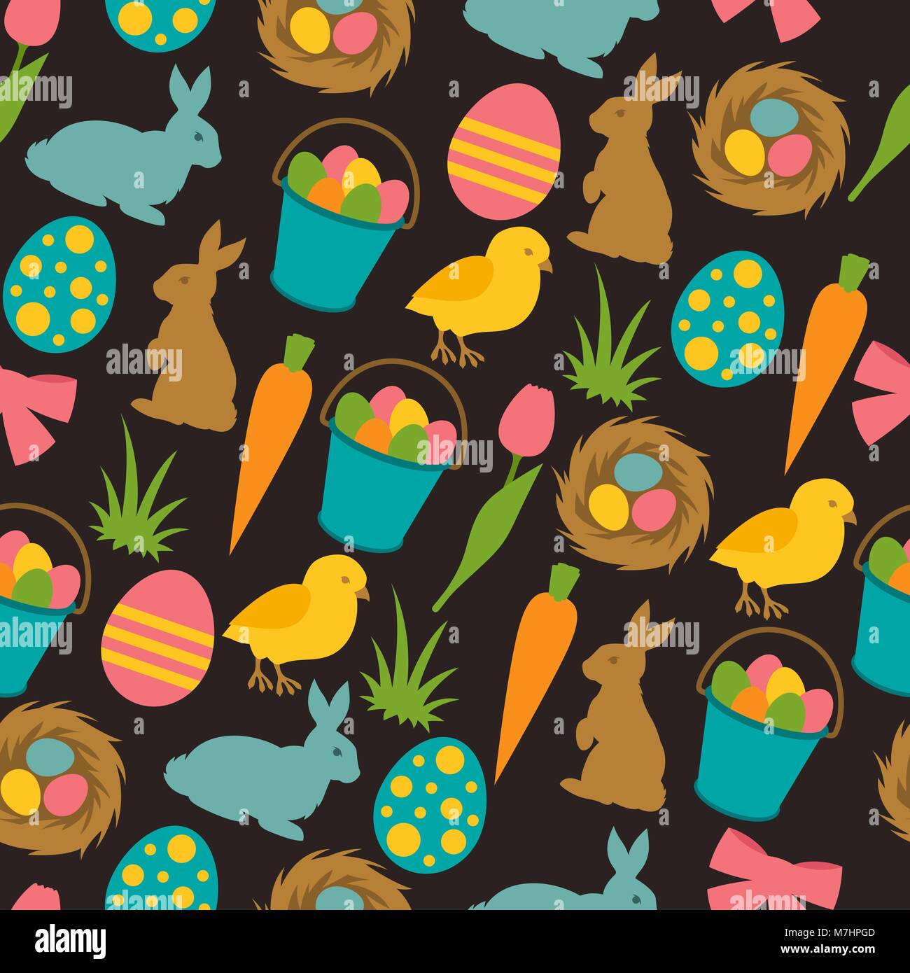 Happy Easter seamless pattern with decorative objects. Background can ...