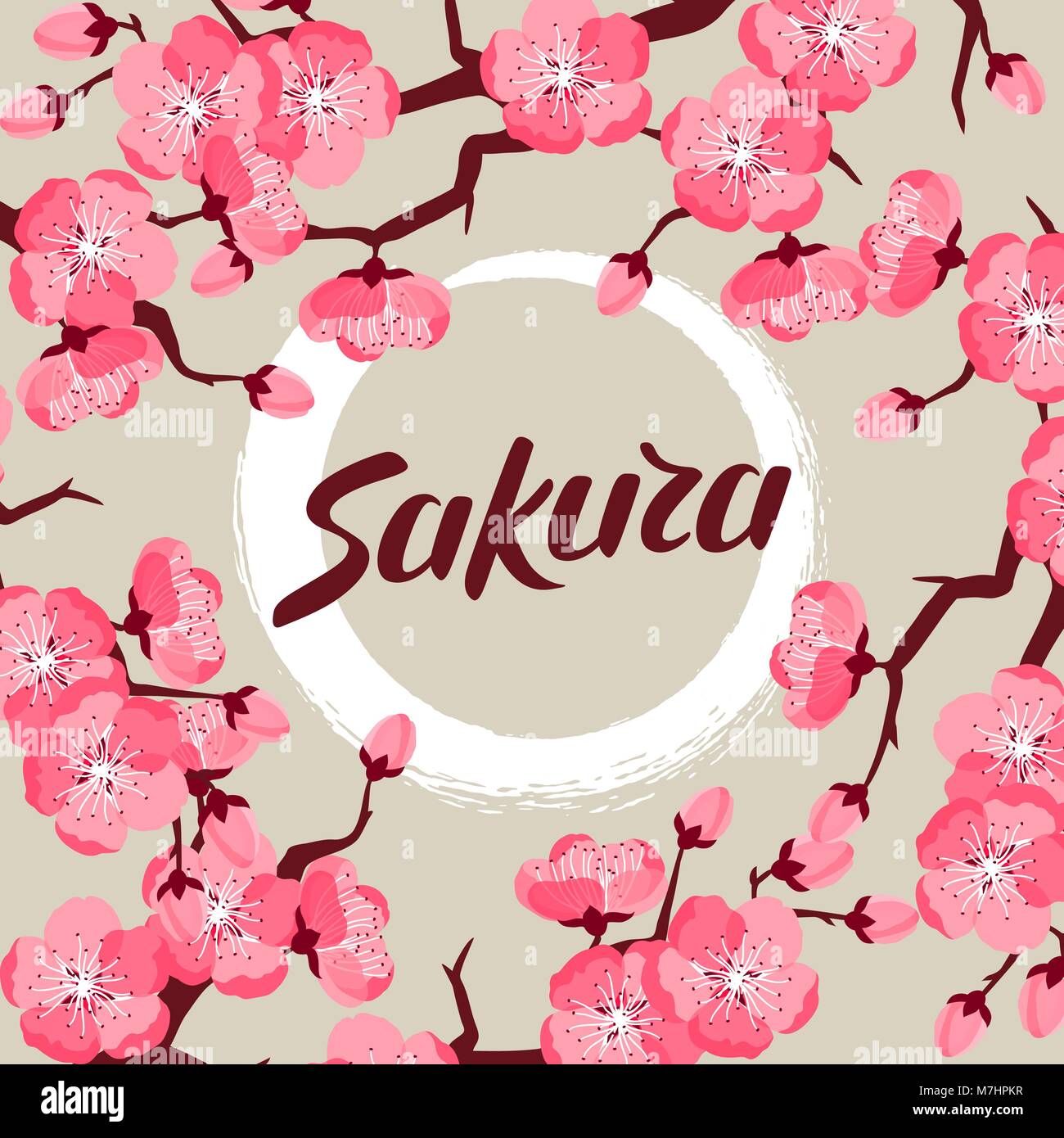 Japanese sakura background with stylized flowers. Image for holiday ...
