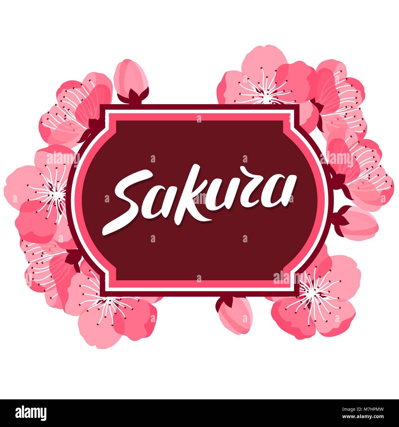 Japanese sakura background with stylized flowers. Image for holiday ...