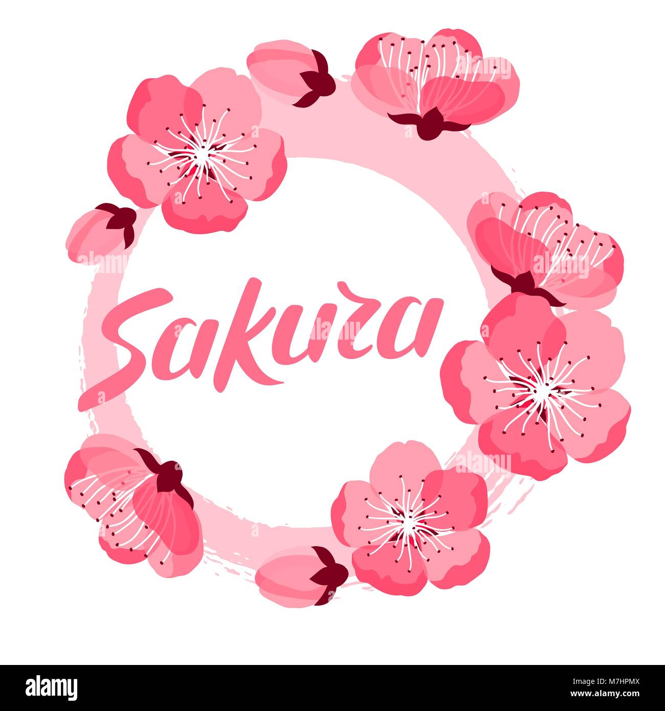 Japanese sakura background with stylized flowers. Image for holiday ...