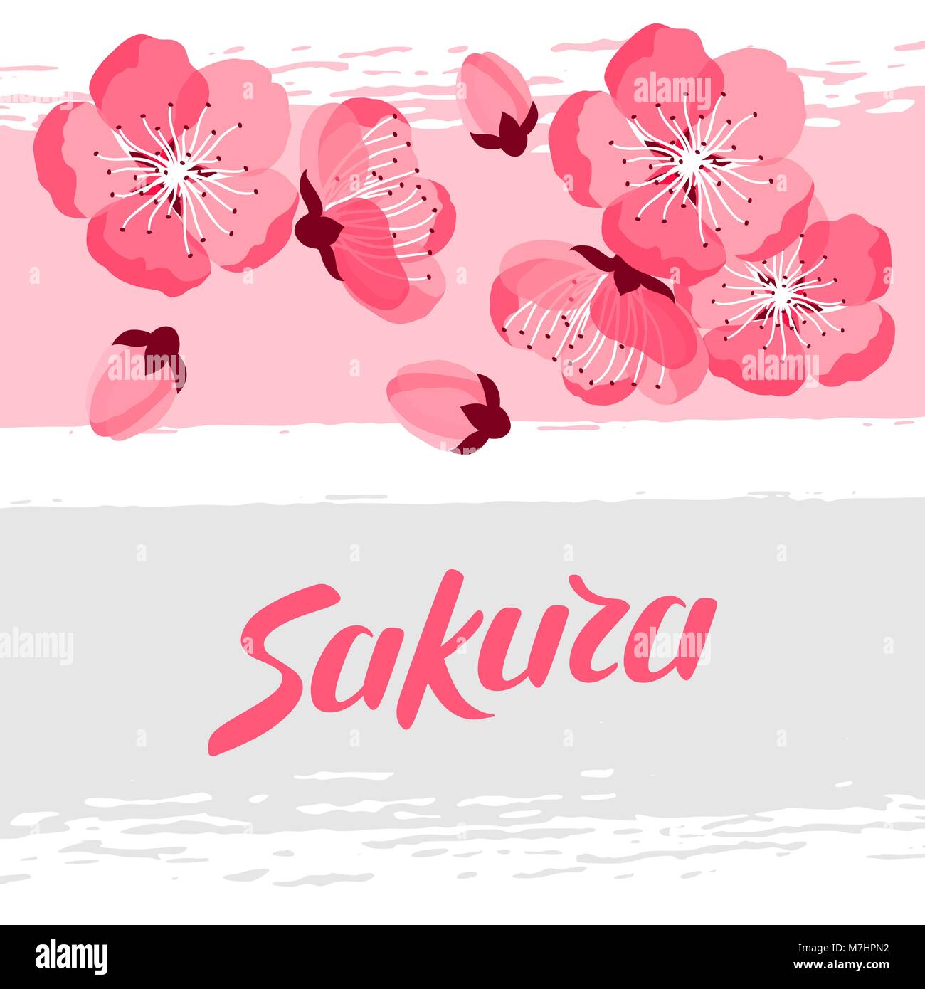 Japanese sakura background with stylized flowers. Image for holiday ...