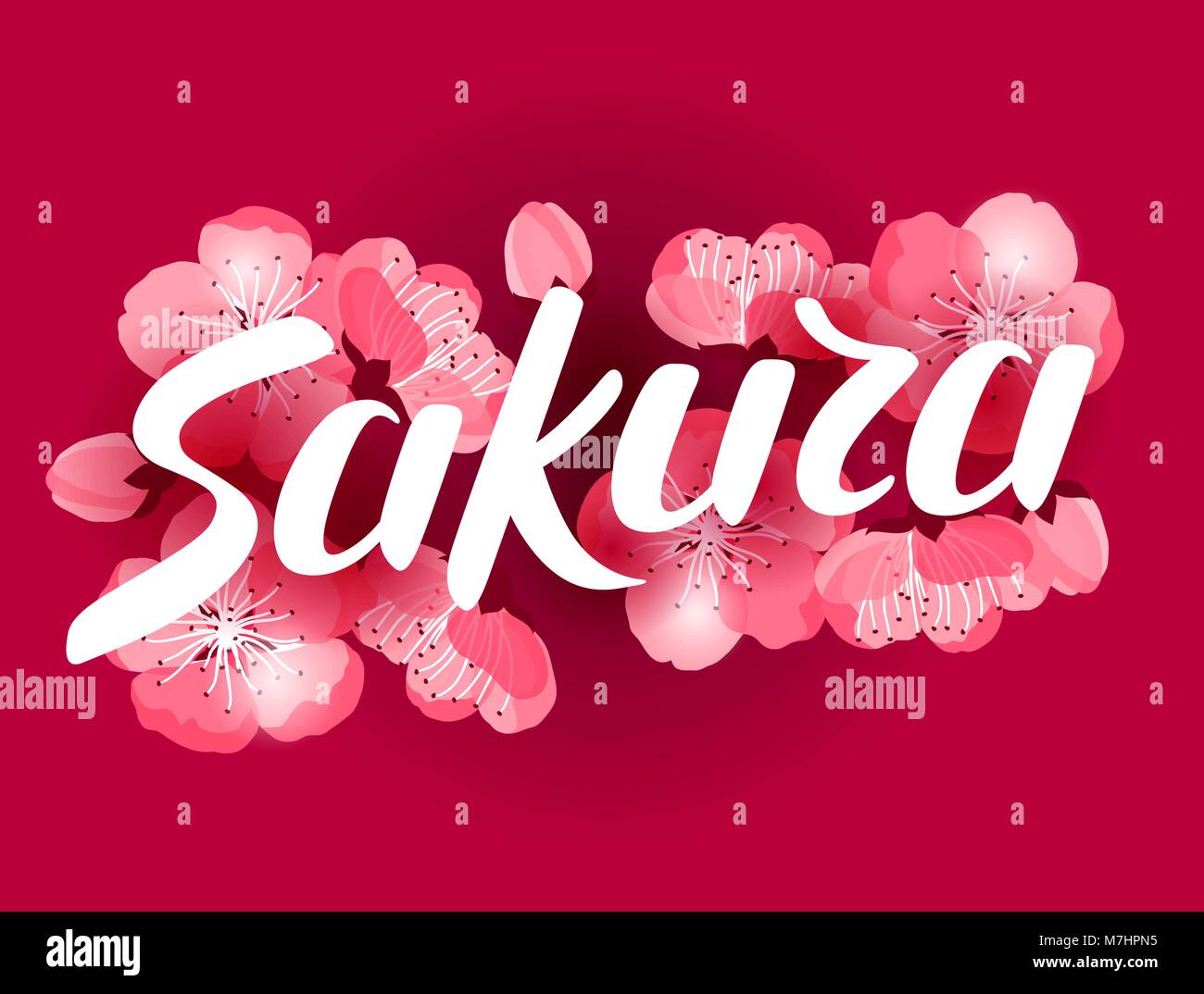 Japanese sakura background with stylized flowers. Image for holiday ...