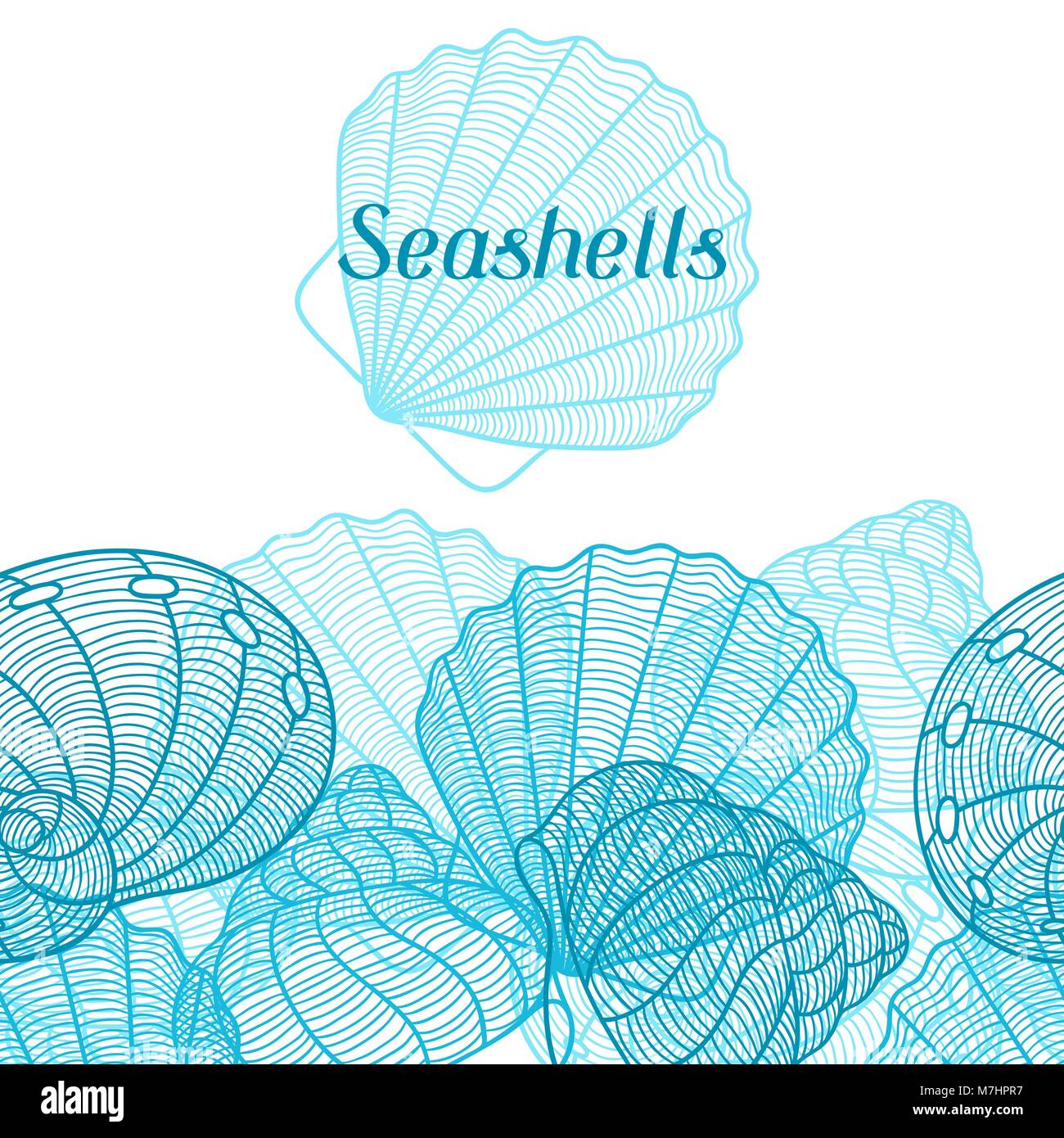 Marine background with stylized seashells. Design for cards, covers ...
