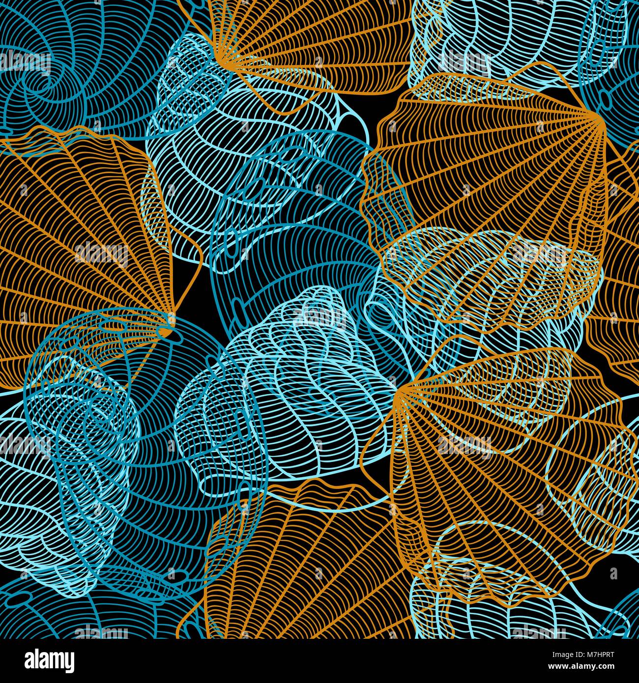 Marine seamless pattern with stylized seashells. Background made ...