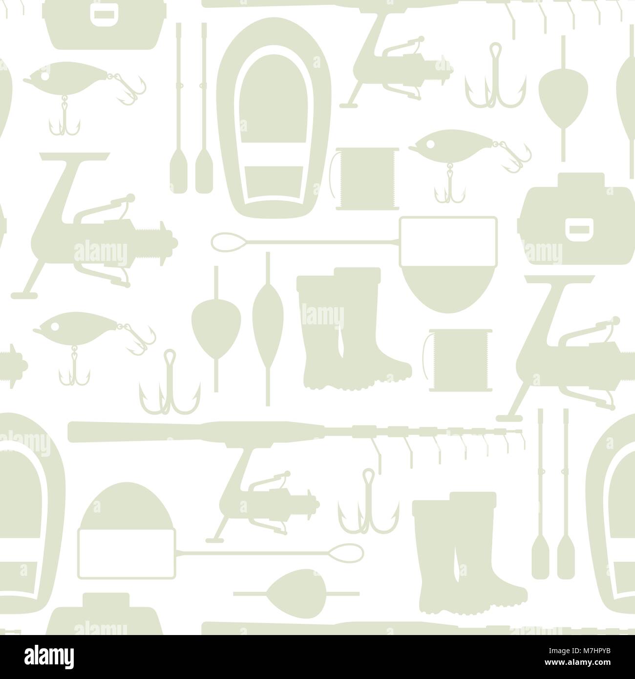 Seamless pattern with fishing supplies. Background made without ...