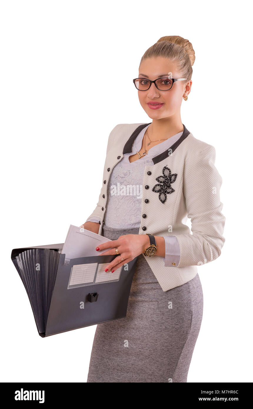business lady with a folder in hands Stock Photo - Alamy