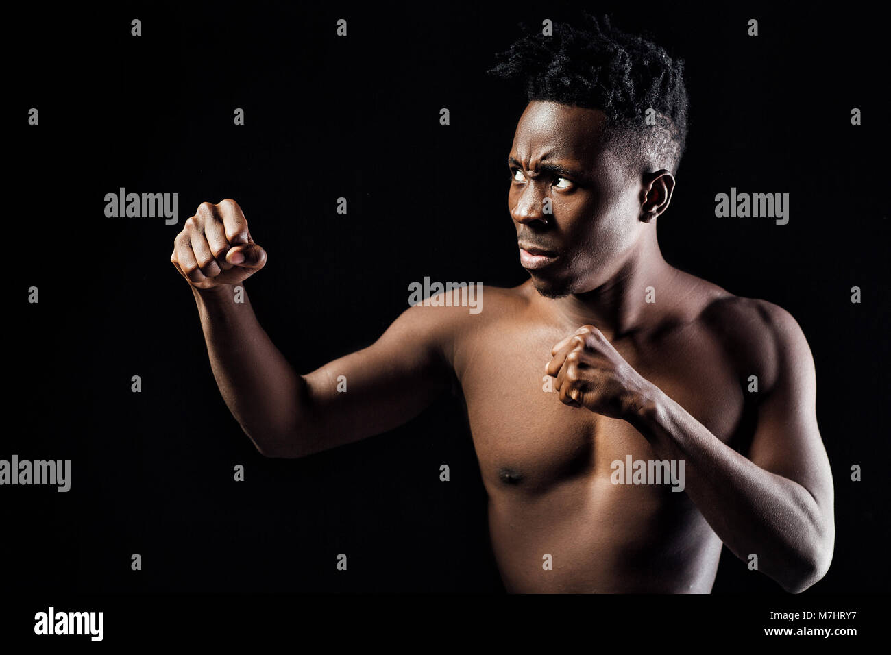 African-American male athlete boxing Stock Photo - Alamy