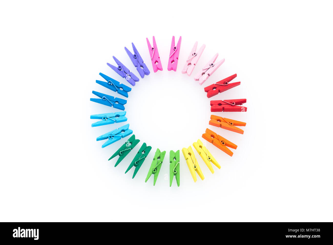 decorative clips in different colors for washing laundry isolated from ...